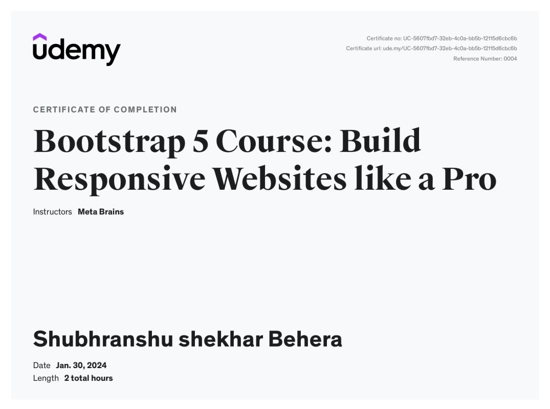 Udemy Course Completion Certificate | Shubhranshu Shekhar Behera Udemy Course Completion Certificate | Shubhranshu Shekhar Behera