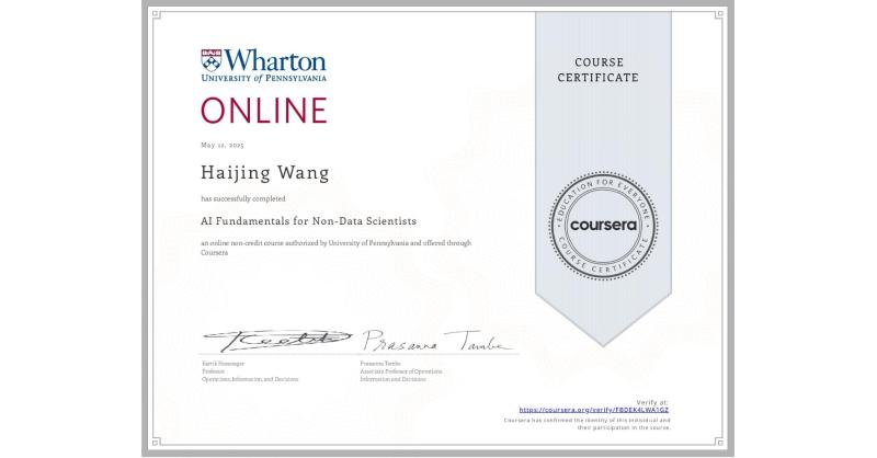 Completion Certificate for AI Fundamentals for Non-Data Scientists ... Completion Certificate for AI Fundamentals for Non-Data Scientists ...