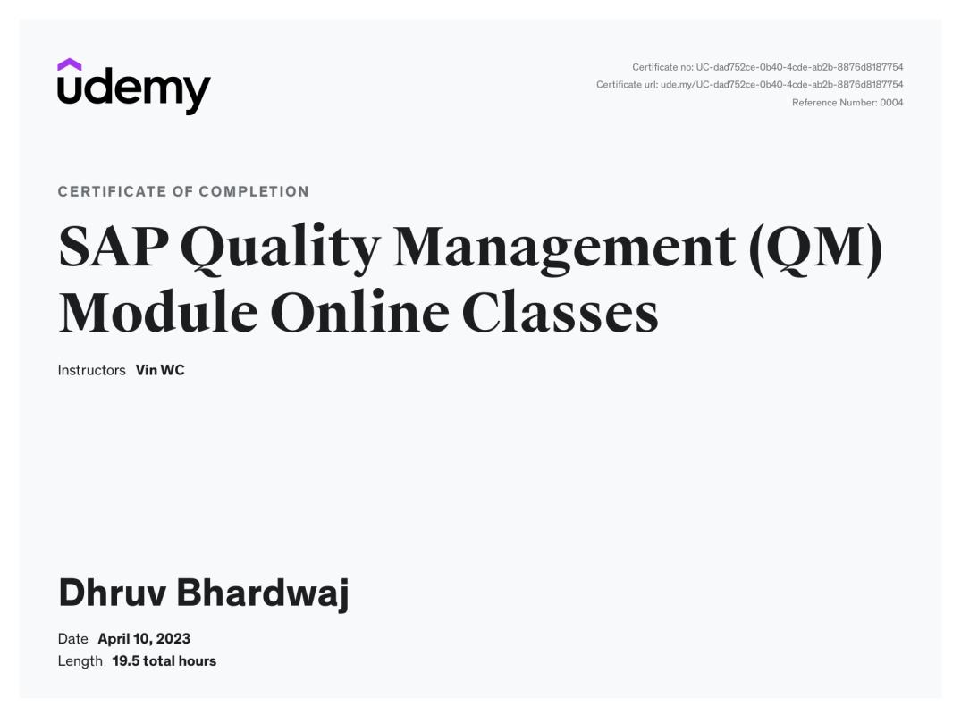 Udemy Course Completion Certificate | Dhruv Bhardwaj Udemy Course Completion Certificate | Dhruv Bhardwaj