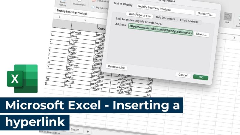 Microsoft Excel - Insert a hyperlink | Techify Learning Microsoft Excel - Insert a hyperlink | Techify Learning