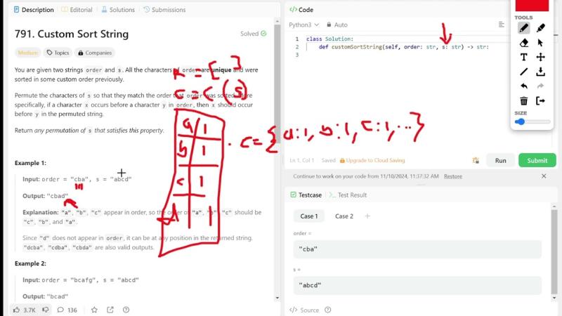 LeetCode Python Tutorial - #791 - Custom Sort String | Andres Roncal LeetCode Python Tutorial - #791 - Custom Sort String | Andres Roncal