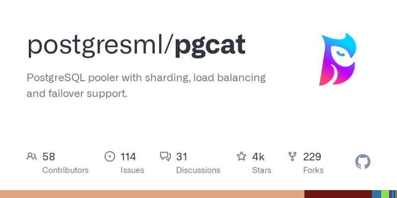 GitHub - postgresml/pgcat: PostgreSQL pooler with sharding, load ... GitHub - postgresml/pgcat: PostgreSQL pooler with sharding, load ...