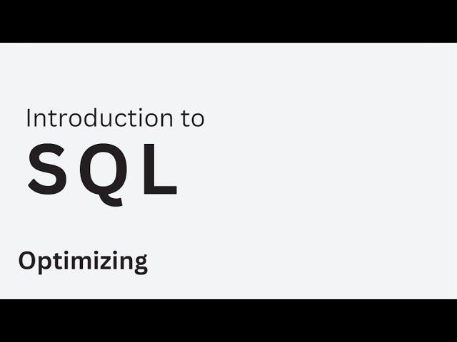 Abdul Rauf on LinkedIn: Introduction to SQL : Optimizing Abdul Rauf on LinkedIn: Introduction to SQL : Optimizing
