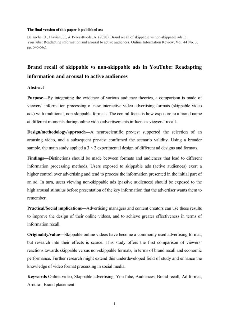 Gal Kočar on LinkedIn: (PDF) Brand recall of skippable vs non-skippable ... Gal Kočar on LinkedIn: (PDF) Brand recall of skippable vs non-skippable ...