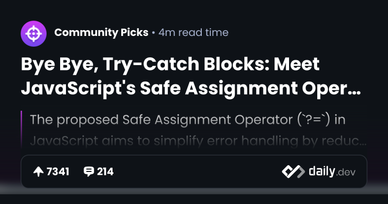 Pepulani Ngwira on LinkedIn: Bye Bye, Try-Catch Blocks: Meet JavaScript ... Pepulani Ngwira on LinkedIn: Bye Bye, Try-Catch Blocks: Meet JavaScript ...