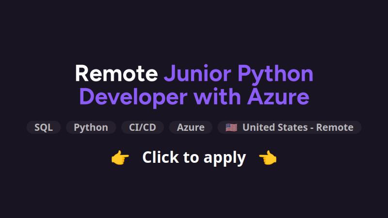 RemoteYeah on LinkedIn: Remote Junior Python Developer with Azure RemoteYeah on LinkedIn: Remote Junior Python Developer with Azure