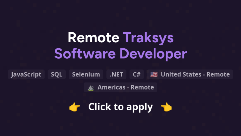 RemoteYeah on LinkedIn: Remote Traksys Software Developer at Orca Bio RemoteYeah on LinkedIn: Remote Traksys Software Developer at Orca Bio