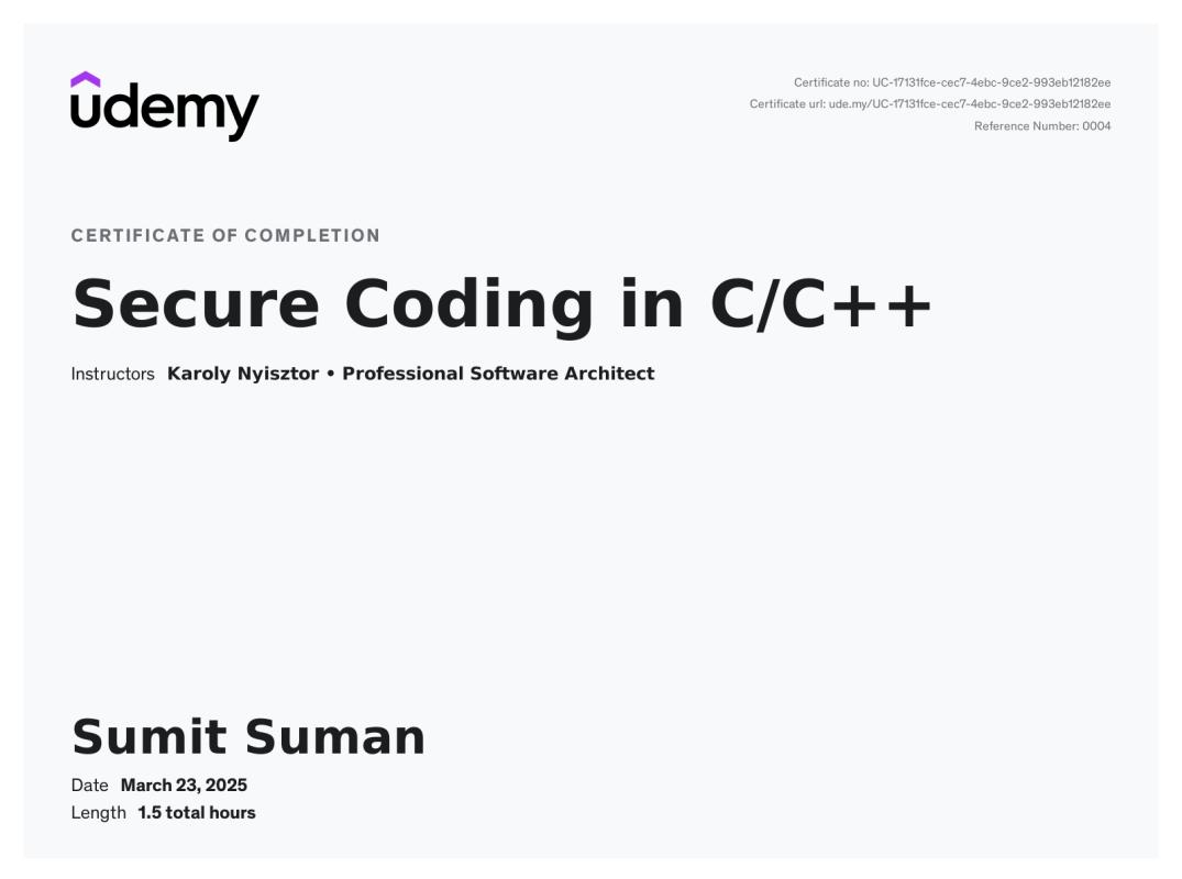 Udemy Course Completion Certificate | sumit suman Udemy Course Completion Certificate | sumit suman