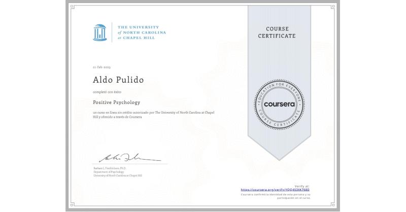 Aldo Pulido on LinkedIn: Completion Certificate for Positive Psychology Aldo Pulido on LinkedIn: Completion Certificate for Positive Psychology