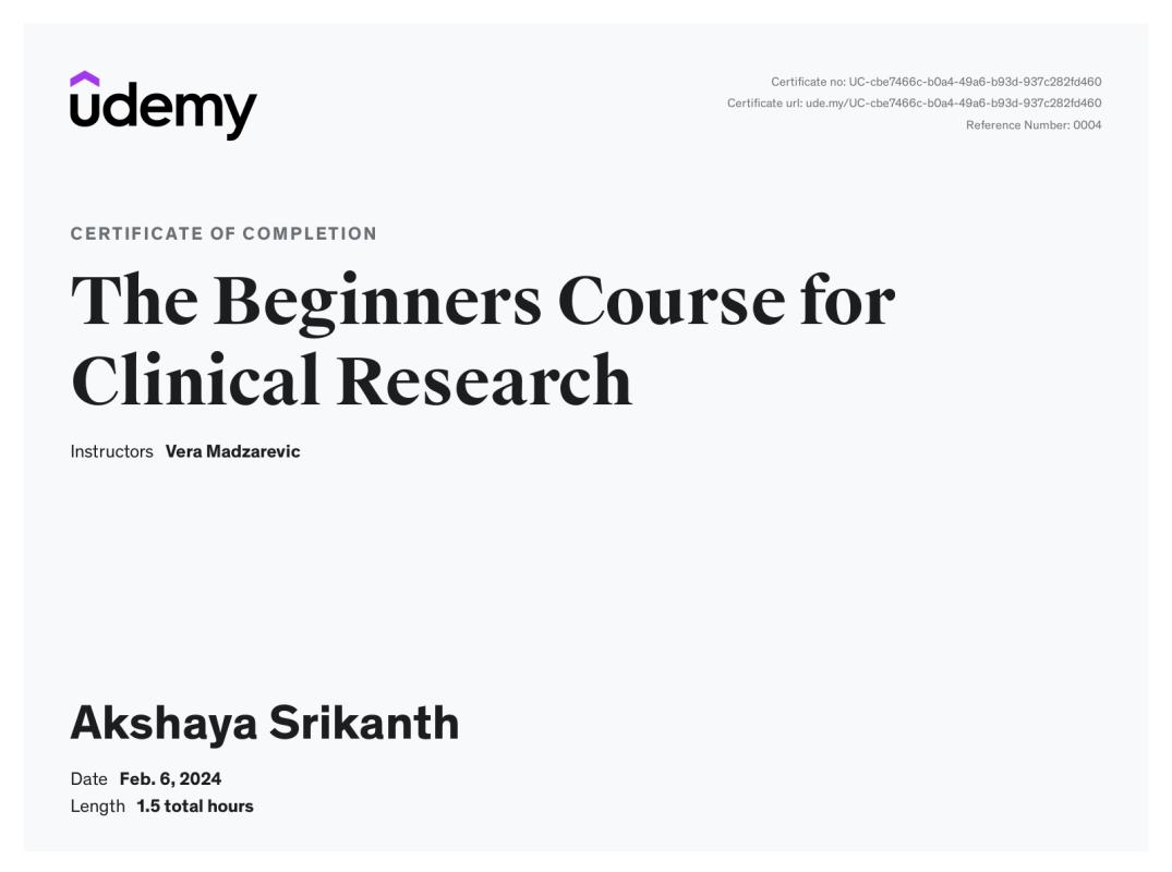 Akshaya Srikanth on LinkedIn: Udemy Course Completion Certificate Akshaya Srikanth on LinkedIn: Udemy Course Completion Certificate