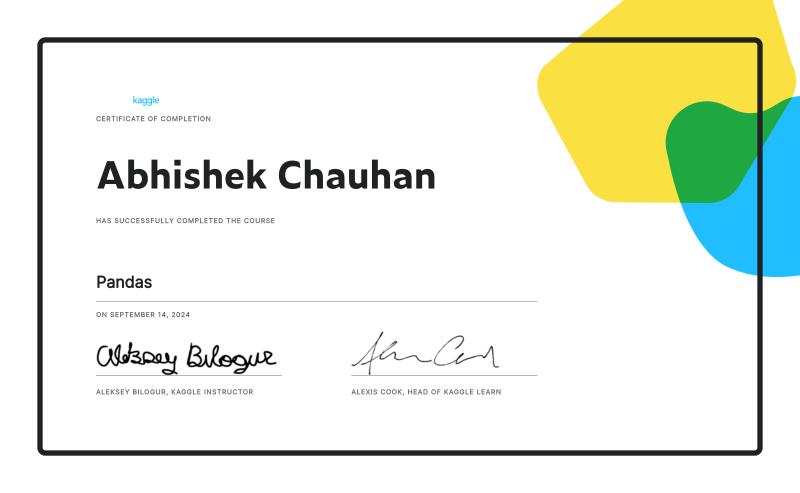 Completed Pandas course on Kaggle | Abhishek Chauhan posted on the ... Completed Pandas course on Kaggle | Abhishek Chauhan posted on the ...