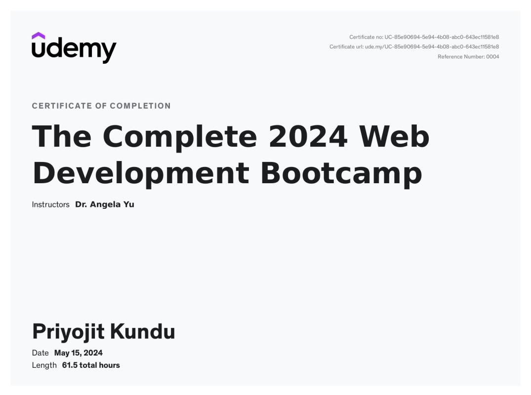 Priyojit Kundu on LinkedIn: #completewebdevelopmentbootcamp Priyojit Kundu on LinkedIn: #completewebdevelopmentbootcamp