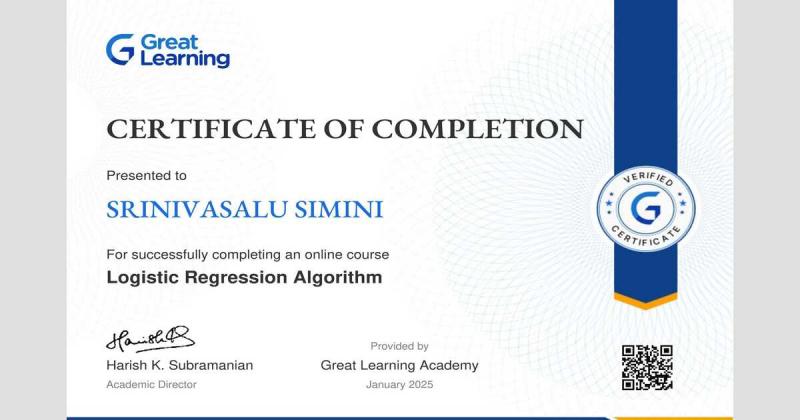 Srini S on LinkedIn: Logistic Regression Algorithm course completion ... Srini S on LinkedIn: Logistic Regression Algorithm course completion ...