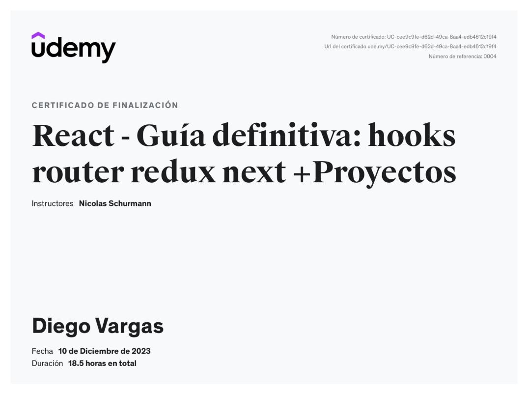 Vargas Diego on LinkedIn: Udemy Course Completion Certificate Vargas Diego on LinkedIn: Udemy Course Completion Certificate