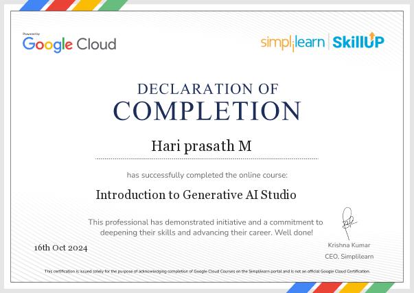 Hari Prasath .M on LinkedIn: Hari prasath M has successfully completed ... Hari Prasath .M on LinkedIn: Hari prasath M has successfully completed ...