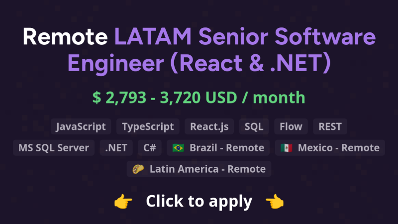 Remote LATAM Senior Software Engineer (React & .NET) at Praxent ... Remote LATAM Senior Software Engineer (React & .NET) at Praxent ...