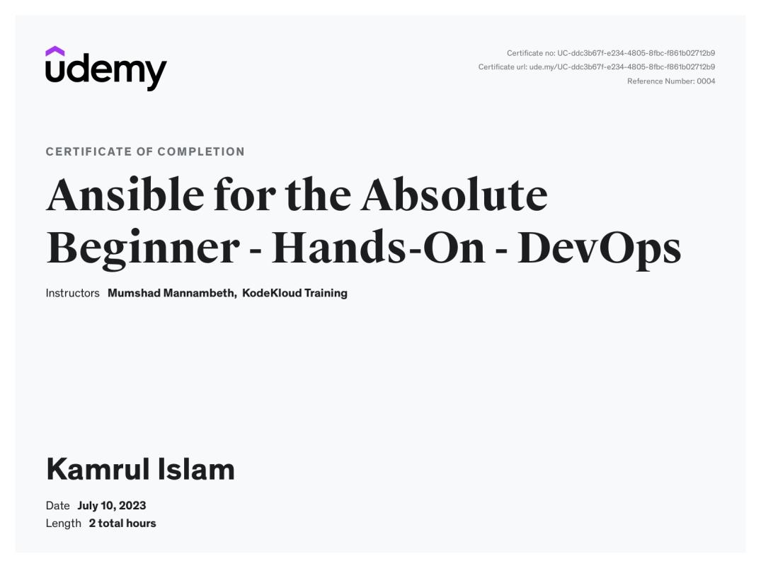 Kamrul Islam on LinkedIn: Udemy Course Completion Certificate Kamrul Islam on LinkedIn: Udemy Course Completion Certificate