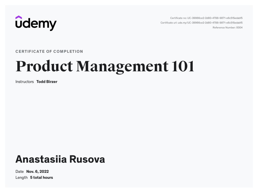 Nastya Rusova on LinkedIn: Udemy Course Completion Certificate Nastya Rusova on LinkedIn: Udemy Course Completion Certificate