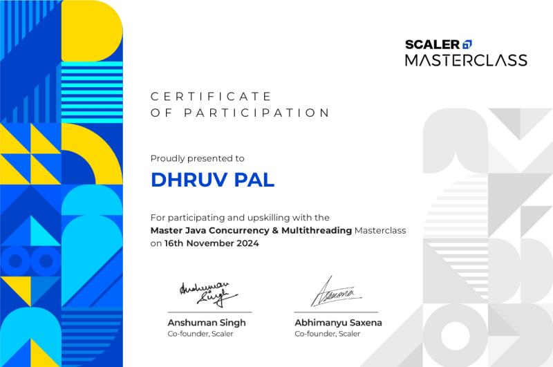 Dhruv Pal on LinkedIn: Certificate | Master Java Concurrency ... Dhruv Pal on LinkedIn: Certificate | Master Java Concurrency ...