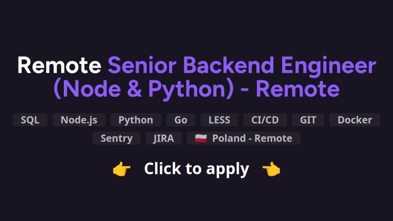 RemoteYeah on LinkedIn: Remote Senior Backend Engineer (Node & Python ... RemoteYeah on LinkedIn: Remote Senior Backend Engineer (Node & Python ...