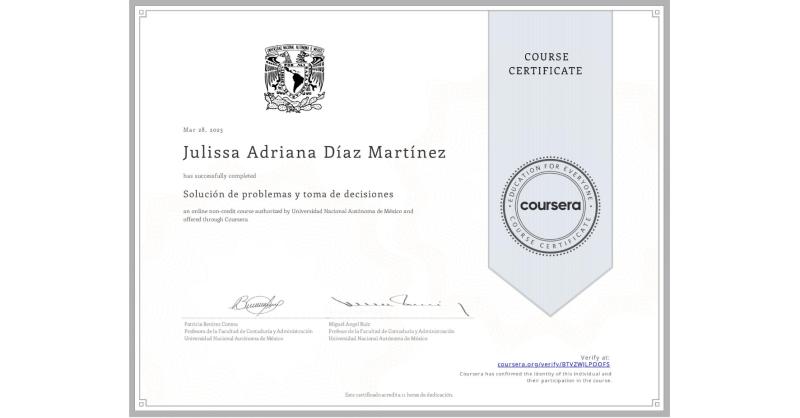 Completion Certificate for Solución de problemas y toma de decisiones ... Completion Certificate for Solución de problemas y toma de decisiones ...