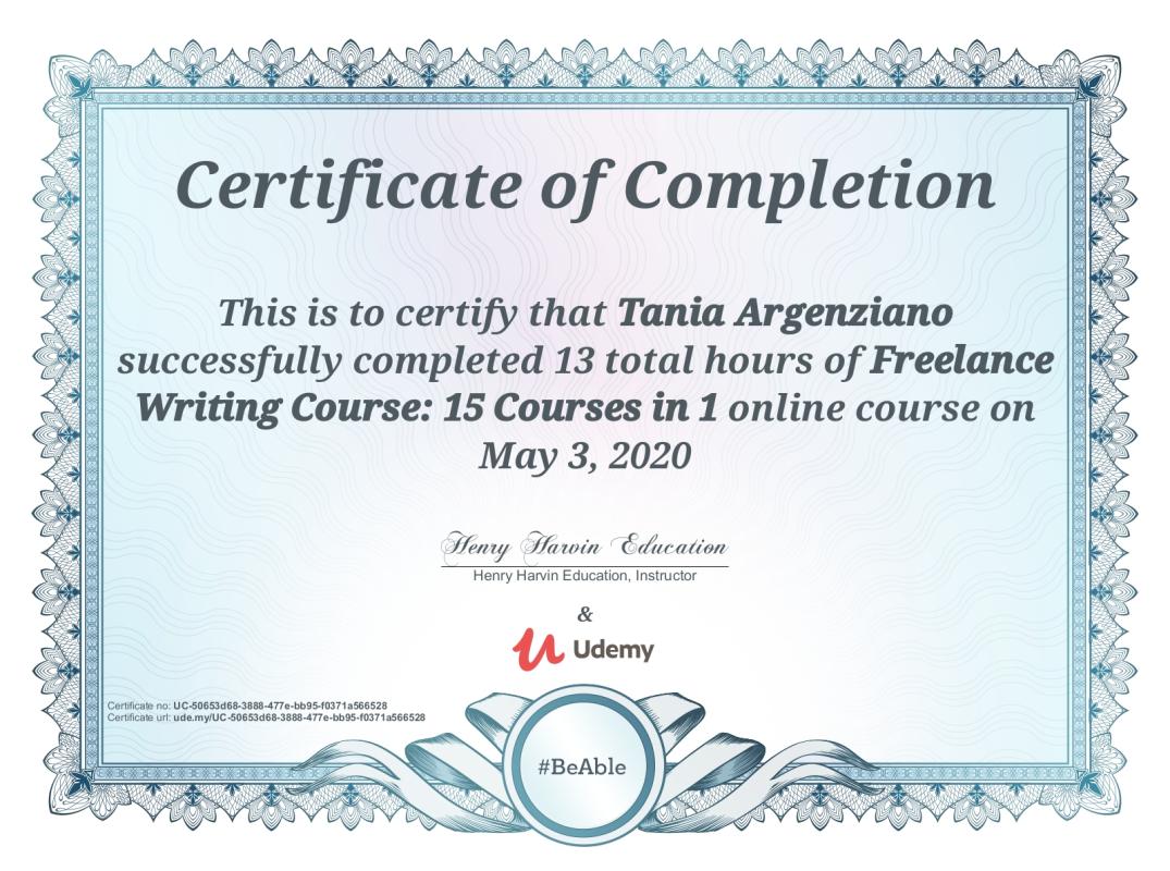 Tania Argenziano on LinkedIn: Udemy Course Completion Certificate Tania Argenziano on LinkedIn: Udemy Course Completion Certificate