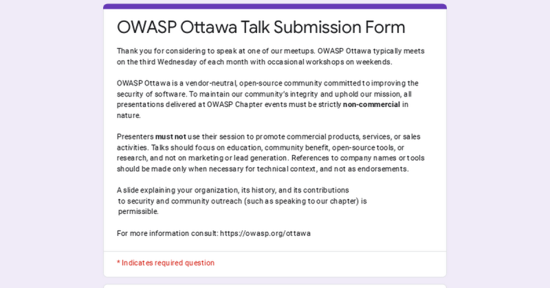 OWASP Ottawa Talk Submission | Garth B. OWASP Ottawa Talk Submission | Garth B.