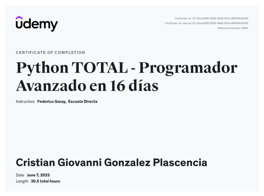 Cristian Giovanni González Plascencia on LinkedIn: Udemy Course ... Cristian Giovanni González Plascencia on LinkedIn: Udemy Course ...