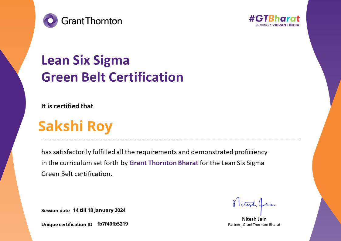 Sakshi Roy on LinkedIn: Lean Six Sigma Green Belt Certification-This ... Sakshi Roy on LinkedIn: Lean Six Sigma Green Belt Certification-This ...