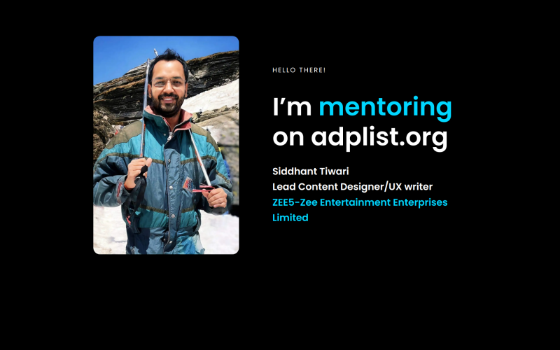 Siddhant Tiwari on LinkedIn: Get mentored by Siddhant Tiwari on ADPList Siddhant Tiwari on LinkedIn: Get mentored by Siddhant Tiwari on ADPList