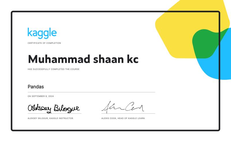 Muhammad Shaan on LinkedIn: Muhammad shaan kc completed the Pandas ... Muhammad Shaan on LinkedIn: Muhammad shaan kc completed the Pandas ...