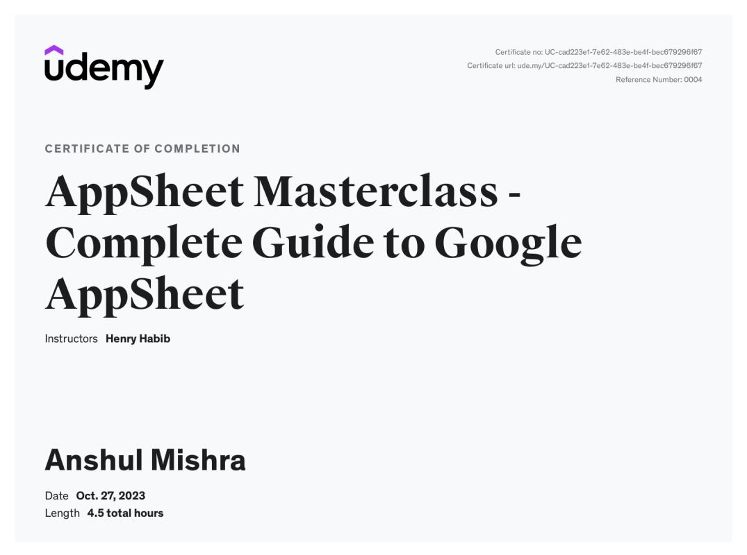 Anshul Mishra on LinkedIn: Udemy Course Completion Certificate Anshul Mishra on LinkedIn: Udemy Course Completion Certificate