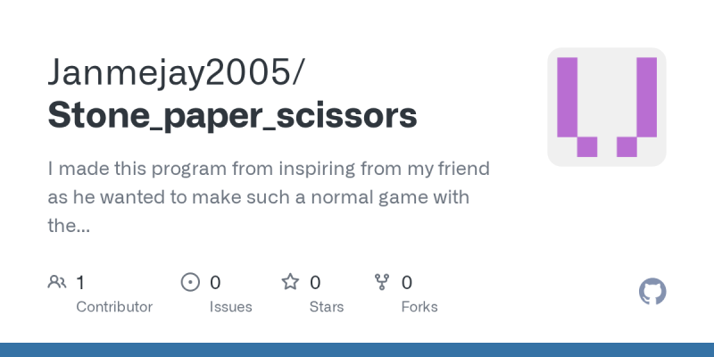 Janmejay Kumar Singh on LinkedIn: GitHub - Janmejay2005/Stone_paper ... Janmejay Kumar Singh on LinkedIn: GitHub - Janmejay2005/Stone_paper ...