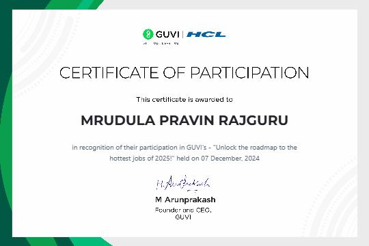 Mrudula Rajguru on LinkedIn: GUVI Certificate Mrudula Rajguru on LinkedIn: GUVI Certificate