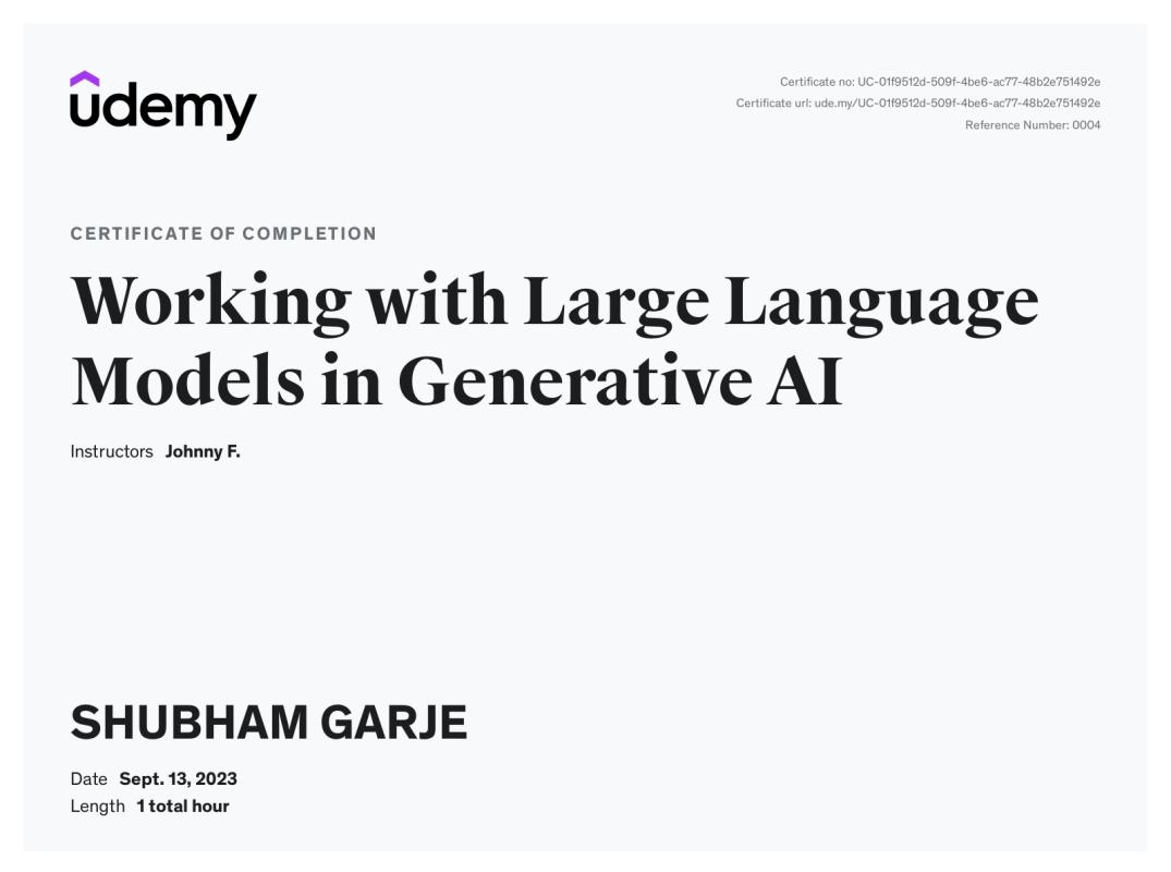 SHUBHAM GARJE on LinkedIn: Udemy Course Completion Certificate SHUBHAM GARJE on LinkedIn: Udemy Course Completion Certificate