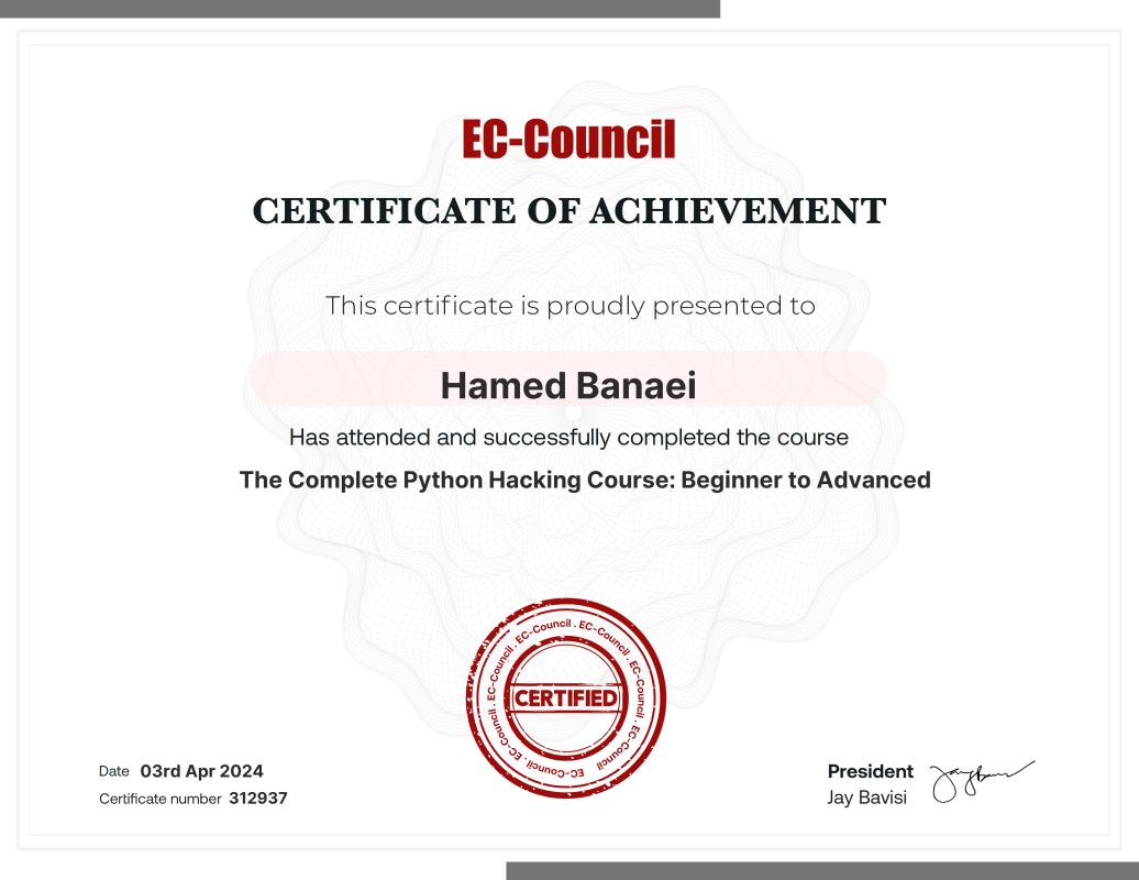 Hamed Banaei on LinkedIn: The Complete Python Hacking Course: Beginner ... Hamed Banaei on LinkedIn: The Complete Python Hacking Course: Beginner ...