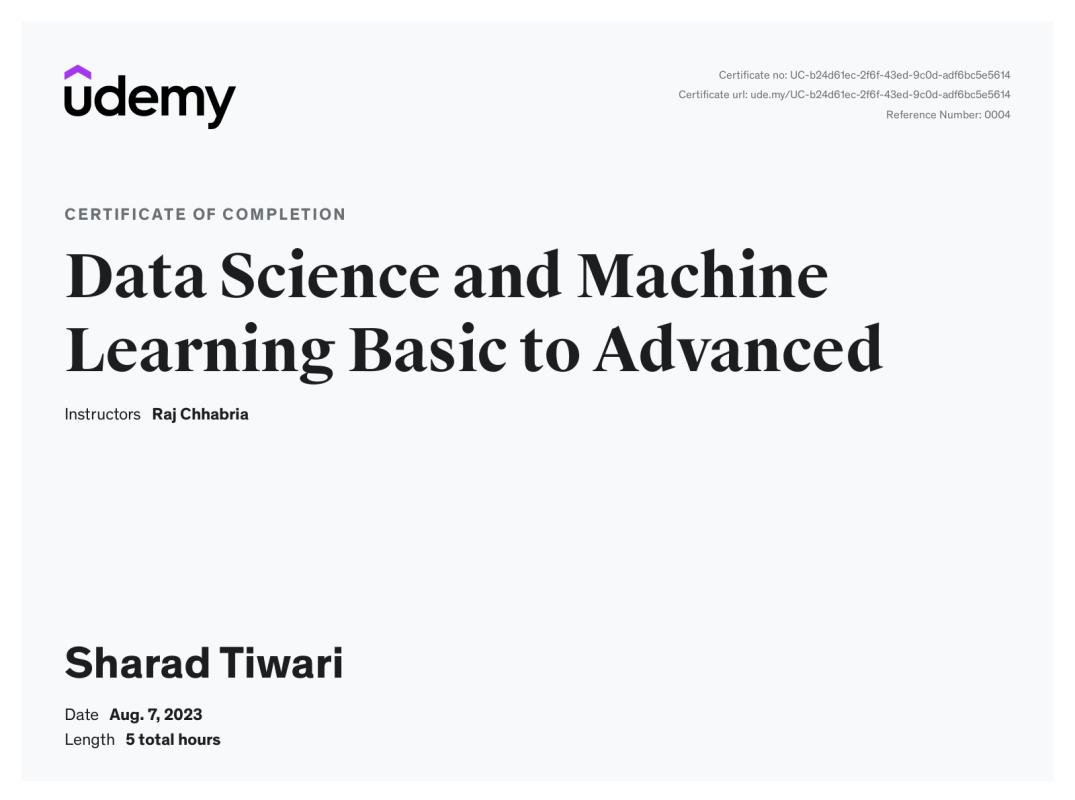 Sharad Tiwari on LinkedIn: Udemy Course Completion Certificate Sharad Tiwari on LinkedIn: Udemy Course Completion Certificate
