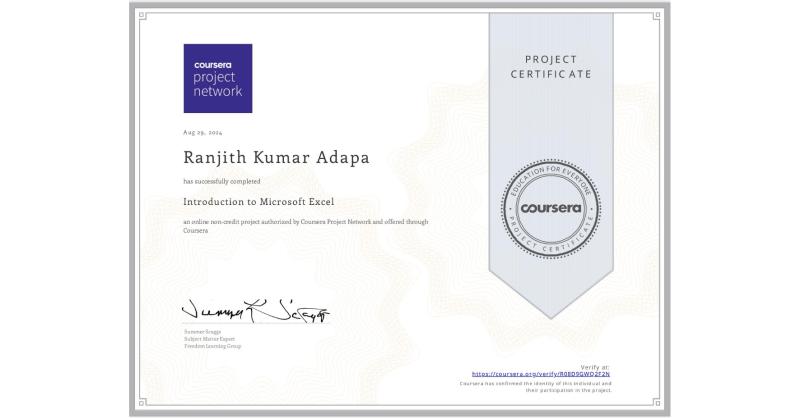 Ranjith Kumar Adapa on LinkedIn: Completion Certificate for ... Ranjith Kumar Adapa on LinkedIn: Completion Certificate for ...