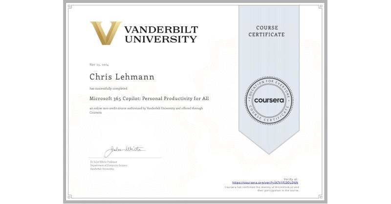 Chris Lehmann on LinkedIn: Completion Certificate for Microsoft 365 ... Chris Lehmann on LinkedIn: Completion Certificate for Microsoft 365 ...