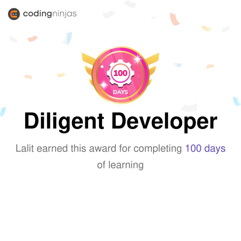 Lalit Yadav on LinkedIn: Codingninjas | Achievements Lalit Yadav on LinkedIn: Codingninjas | Achievements