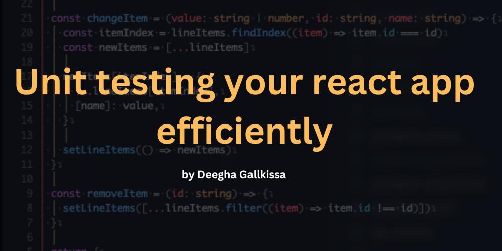Deegha Galkissa on LinkedIn: Unit testing your react app efficiently Deegha Galkissa on LinkedIn: Unit testing your react app efficiently
