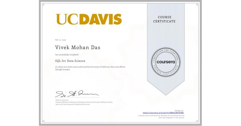 Proud to announce that I have completed the SQL for Data Science ... Proud to announce that I have completed the SQL for Data Science ...