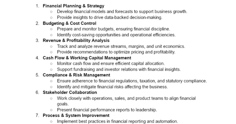 Job Description: Business Finance Manager | Sweta Rani Job Description: Business Finance Manager | Sweta Rani
