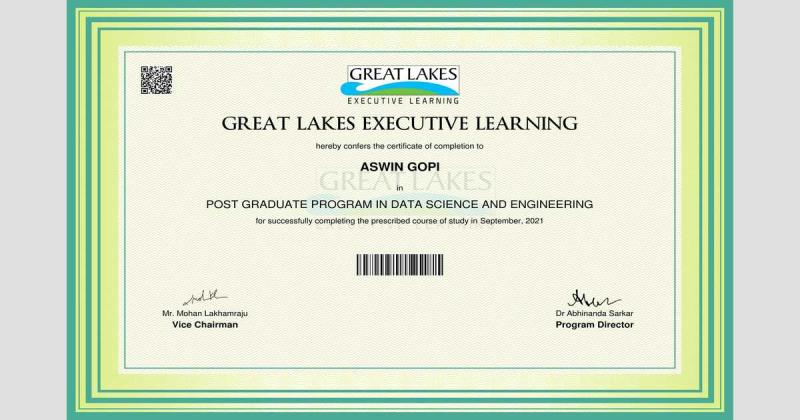 Aswin G on LinkedIn: ASWIN GOPI successfully completed PGP-DSE program Aswin G on LinkedIn: ASWIN GOPI successfully completed PGP-DSE program
