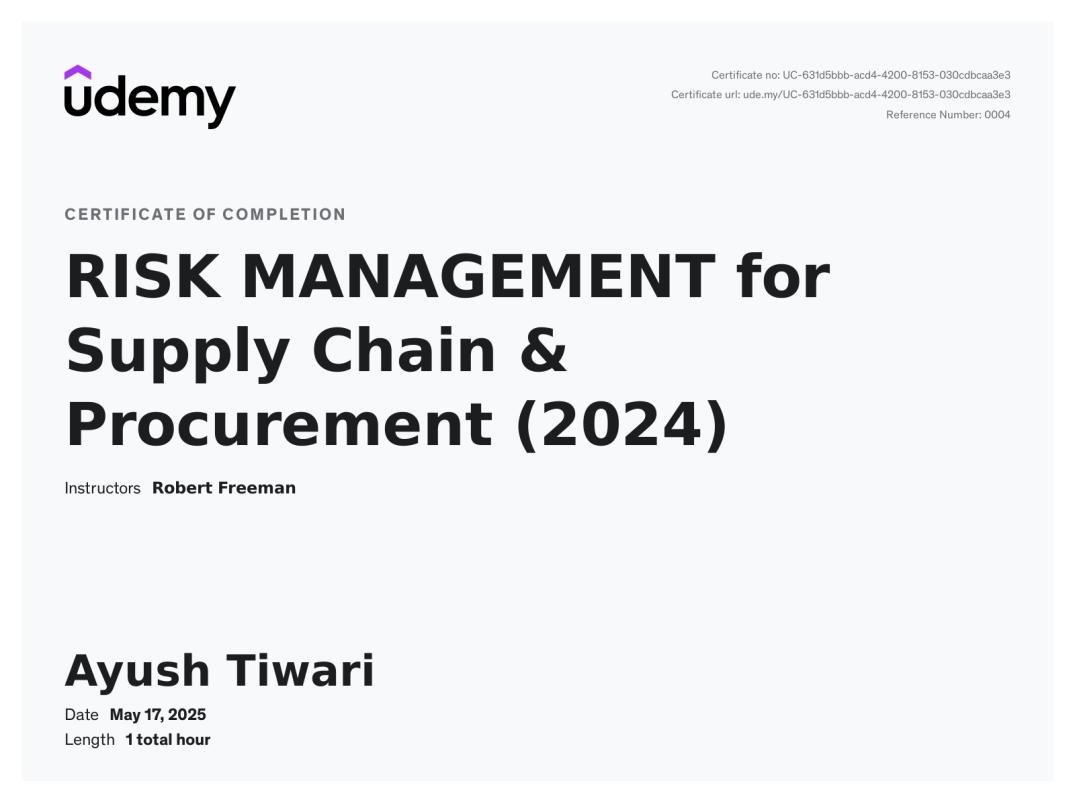 Udemy Course Completion Certificate | Ayush Tiwari Udemy Course Completion Certificate | Ayush Tiwari