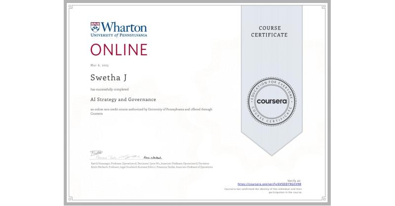 Swetha J na LinkedIn: Completion Certificate for AI Strategy and ... Swetha J na LinkedIn: Completion Certificate for AI Strategy and ...