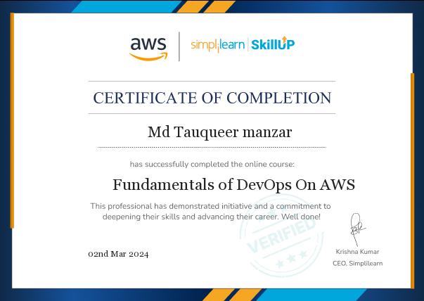 Md Tauqueer manzar has successfully completed the Fundamentals of ... Md Tauqueer manzar has successfully completed the Fundamentals of ...