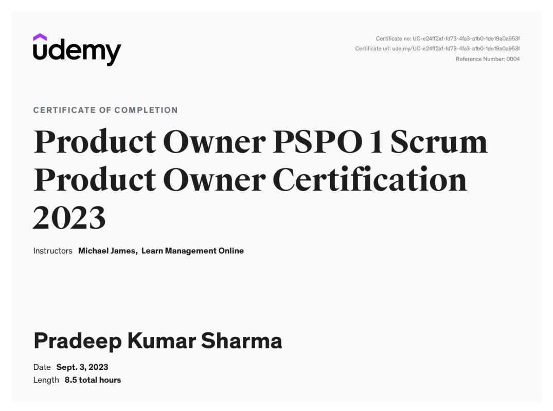 Pradeep Sharma on LinkedIn: Udemy Course Completion Certificate Pradeep Sharma on LinkedIn: Udemy Course Completion Certificate