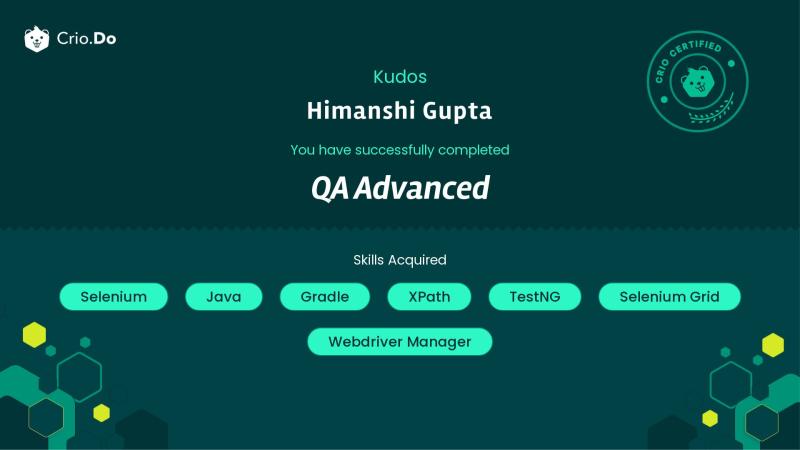 My journey to become a SDET with Crio | Himanshi Gupta posted on the ... My journey to become a SDET with Crio | Himanshi Gupta posted on the ...