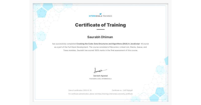Saurabh Dhiman on LinkedIn: Successfully completed the Cracking the ... Saurabh Dhiman on LinkedIn: Successfully completed the Cracking the ...